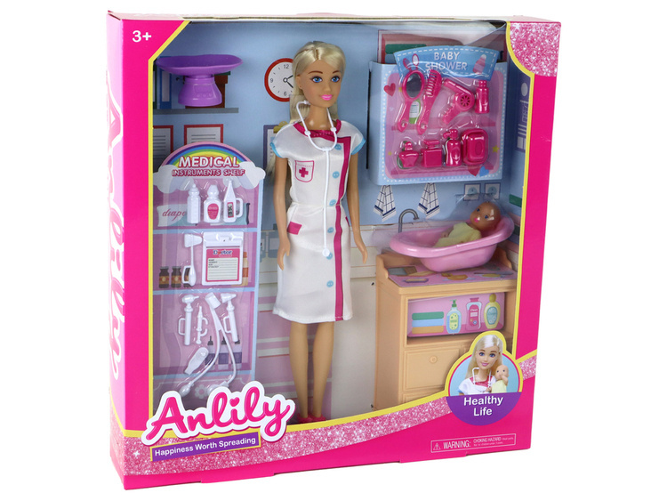 LeanToys 16197 Lalka Dla Dzieci Anlily Pielęgniarka Dziecko Gabinet ...